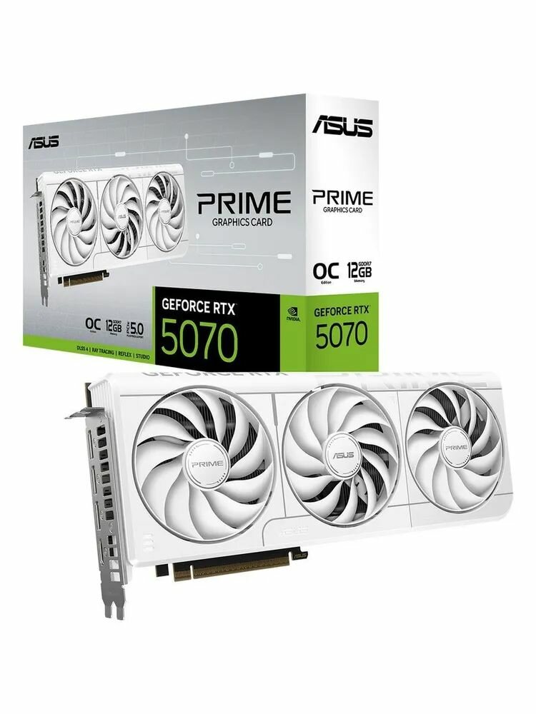 Видеокарта ASUS PRIME GeForce RTX 5070 White OC Edition 12 ГБ GDDR7 (PRIME-RTX5070-O12G-WHITE)