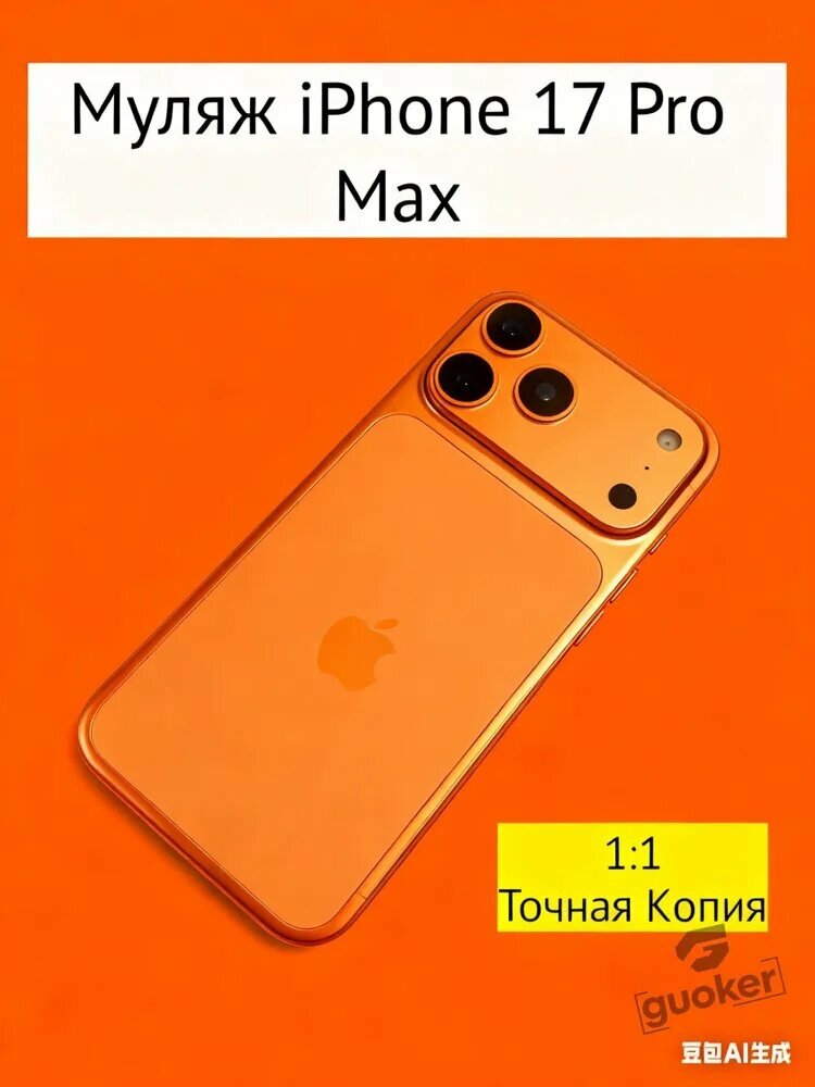 Оранжевый макет iPhone 17 Pro Max с логотипом (для фото и видео