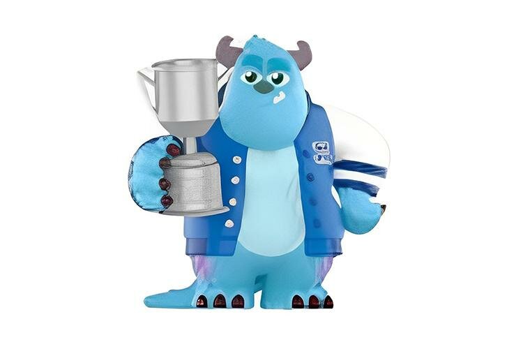 Коллекционные фигурки унисекс POP MART Disney Pixar Monsters University OK Brotherhood, Mystery Boxes, blue, Confirmed-Trophy Sullivan (Open)