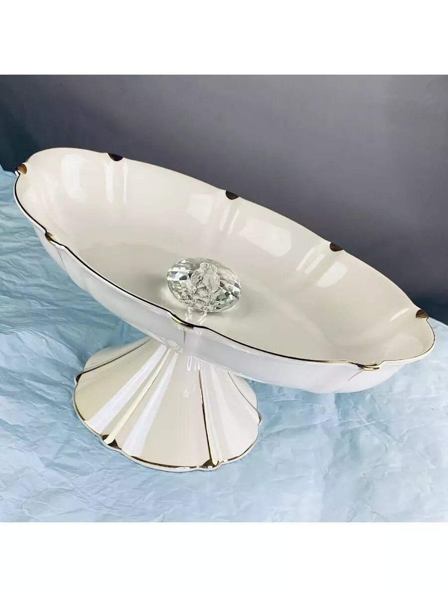 Фруктовница на ножке Lenardi, фарфоровая, 35,5 см