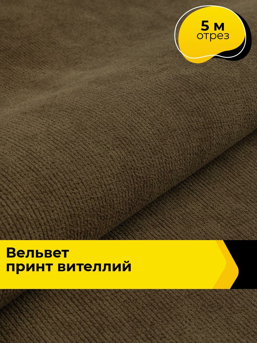 Ткань для шитья и рукоделия Вельвет принт "Вителлий", отрез 5 м * 150 см, цвет коричневый