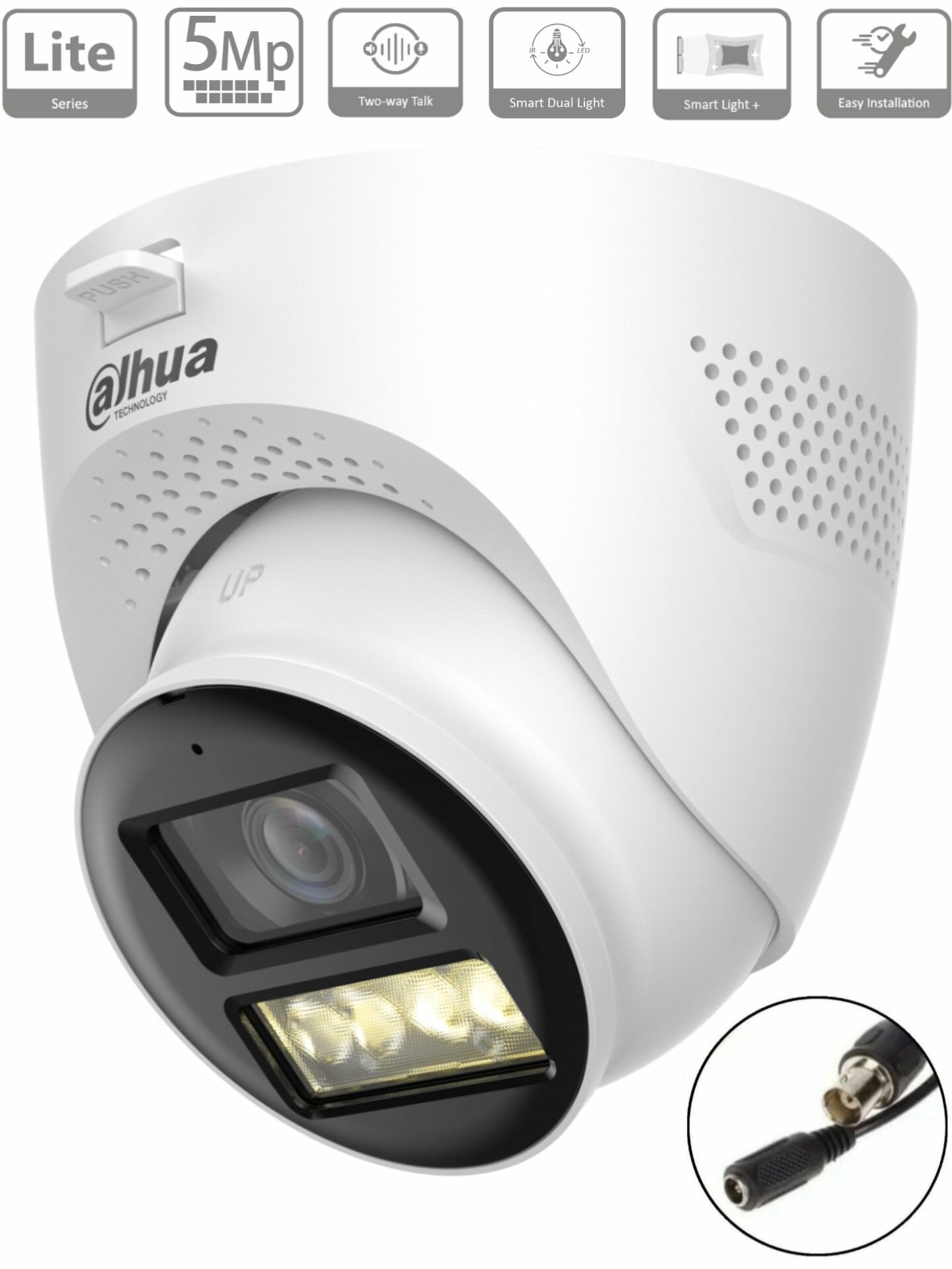 Dahua DH-HAC-HDW1500TQP-IL-T-0280B Видеокамера Купольная HDCVI с фиксированным объективом