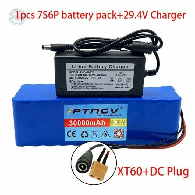 Аккумулятор 24V 30Ah для электроинструмента и электровелосипеда, литий-ионная батарея с быстрой зарядкой, компактный сменный блок питания