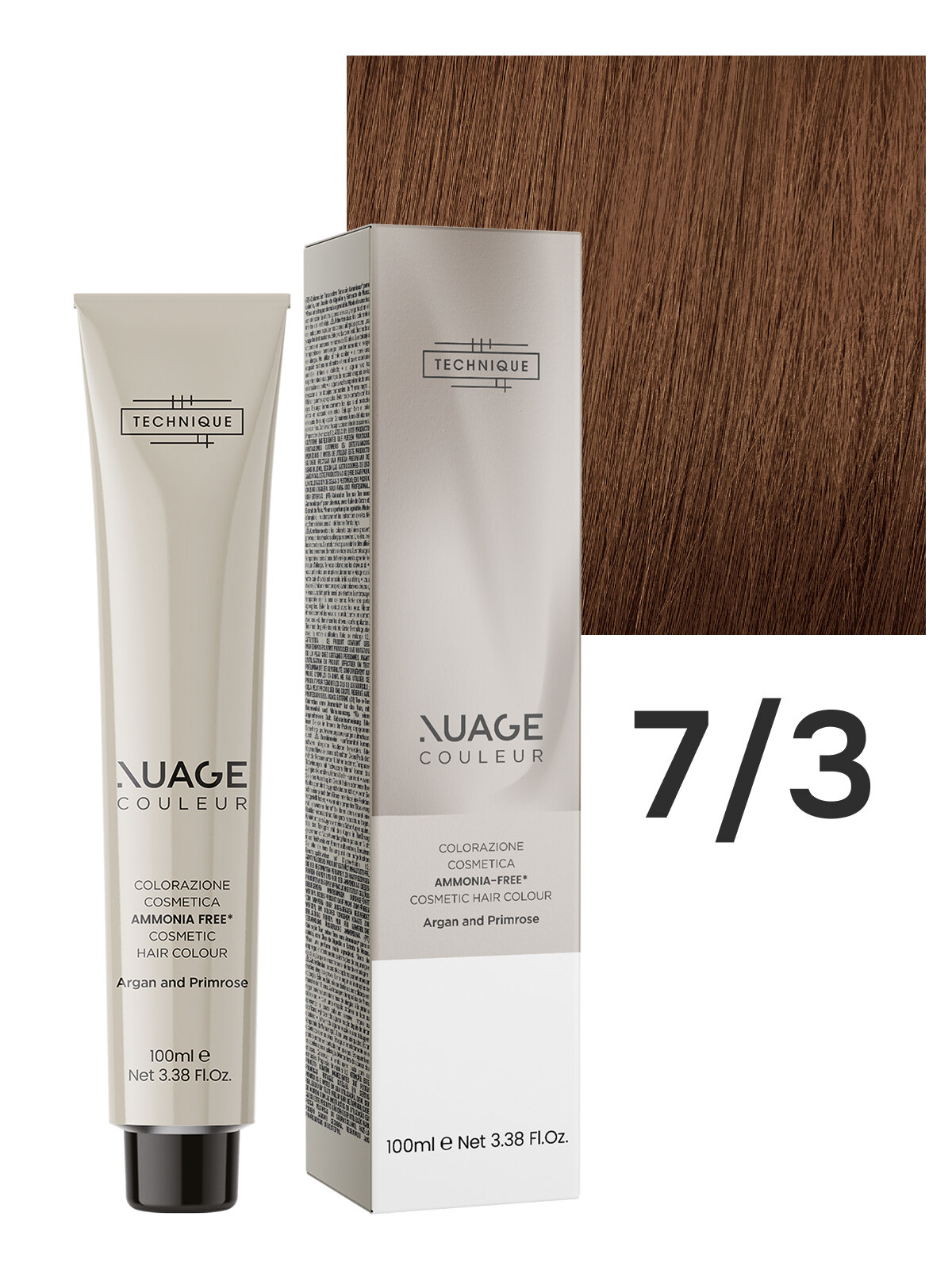 Крем - краска для волос профессиональная без аммиака Technique Nuage Ammonia Free Hair Color Cream 7.3 Русый Золотистый, 100 мл