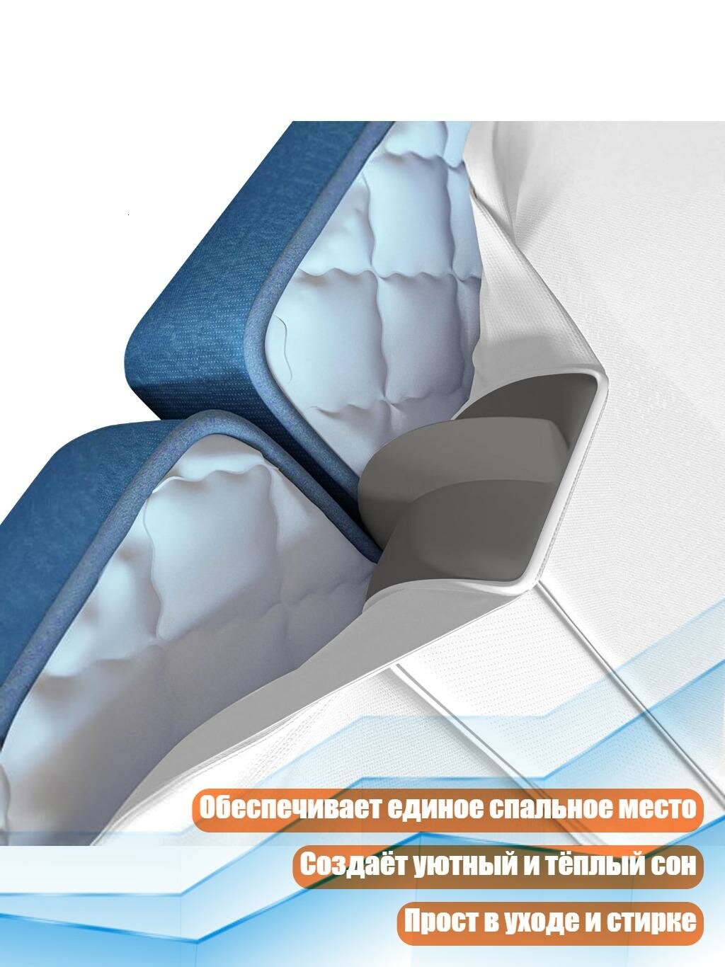 Теплая фланелевая простыня-мост для кровати 190×200 см, Белый