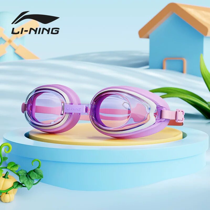 Детские очки для плавания Li Ning для мальчиков и девочек, профессиональное водонепроницаемое и противотуманное