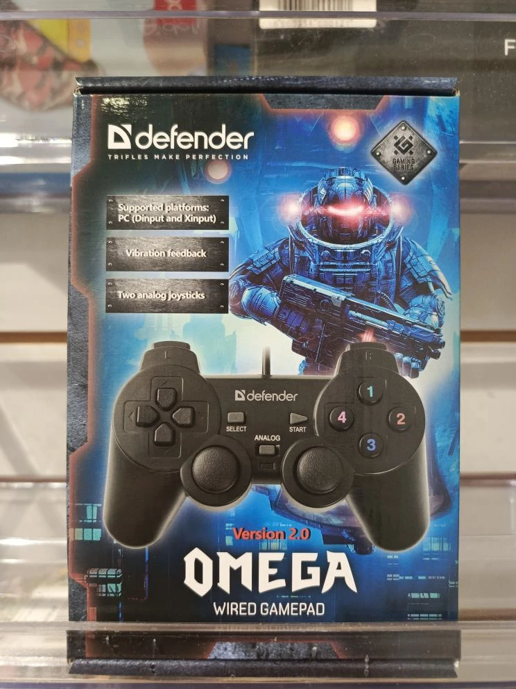 Проводной геймпад DEFENDER Omega USB,12 кнопок, 2 стика, черный (1/40)(SPC)