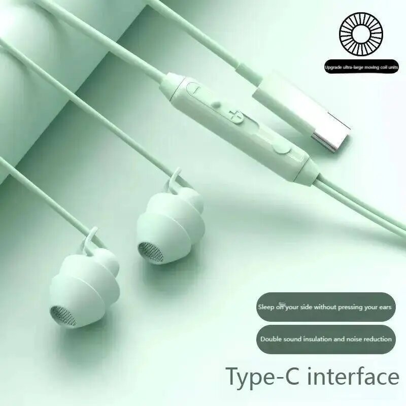 Type-C наушники-вкладыши, зеленые