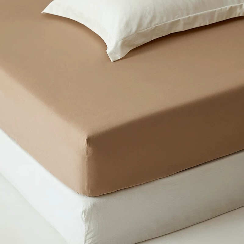 Kamel'nyy Bez 100s Poshchennaya Khlopchatobumazhnyy Fitted Sheet 3-Komplekt 150x200sm Podkhodit Dlya Matrasov Do 25sm
