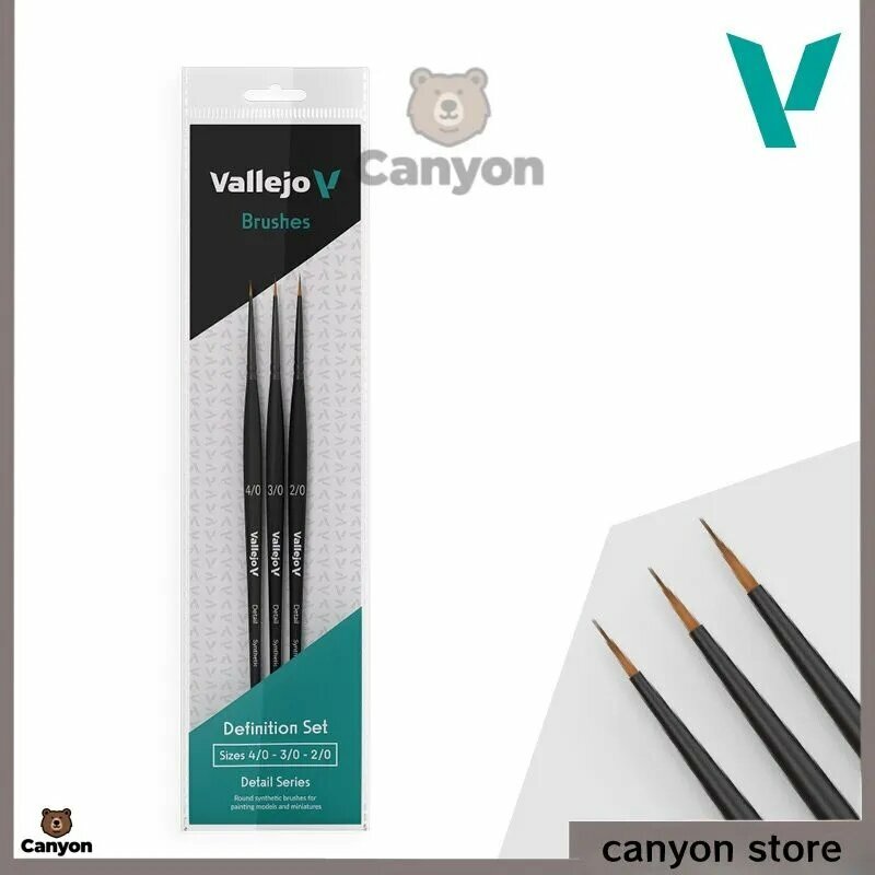 Кисти для моделирования New Vallejo Hobby Brushes-Definition Set - Synthetic fibers (Sizes 4/0, 3/0 & 2/0) B02990