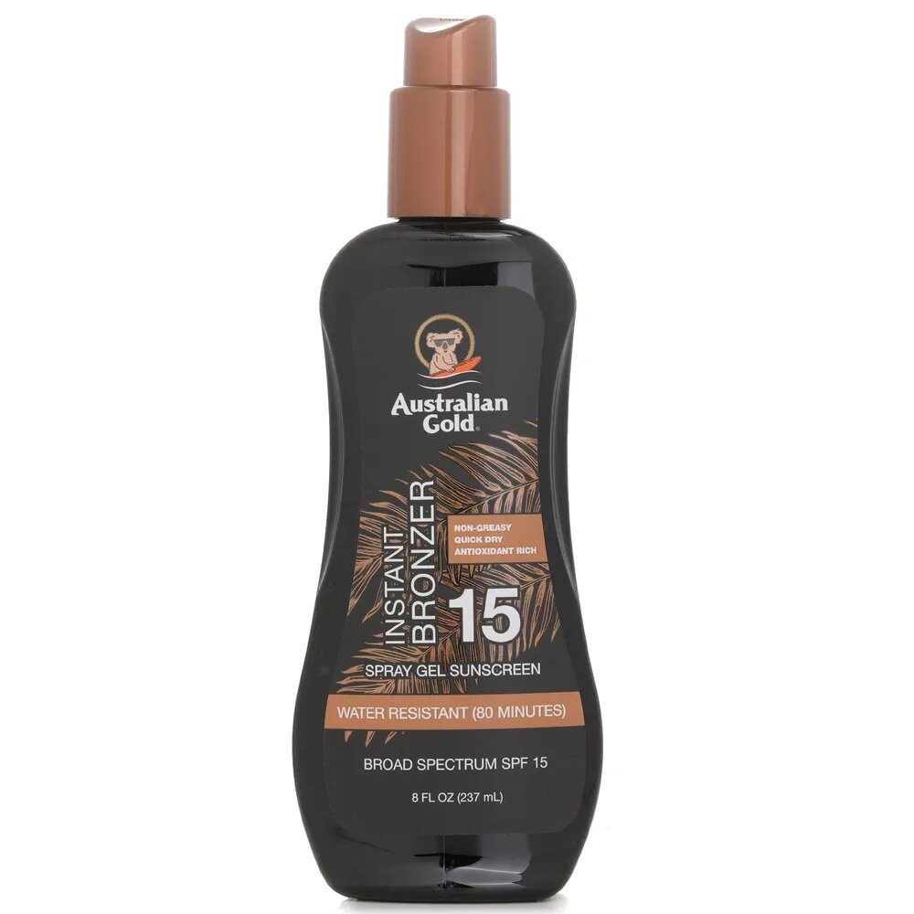 Солнцезащитный спрей-гель с мгновенным бронзером Australian Gold Spray Gel Sunscreen SPF 15 with Instant Bronzer, 237 мл / 8 жидк. унций