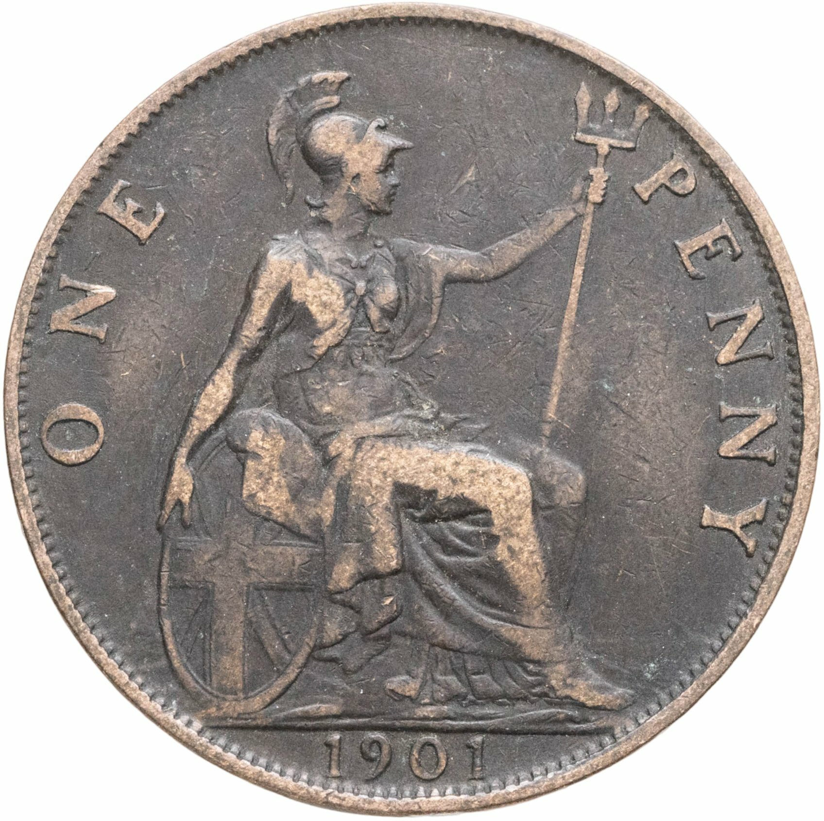 Великобритания 1 пенни penny 1901, Бронза, в сохранности VF