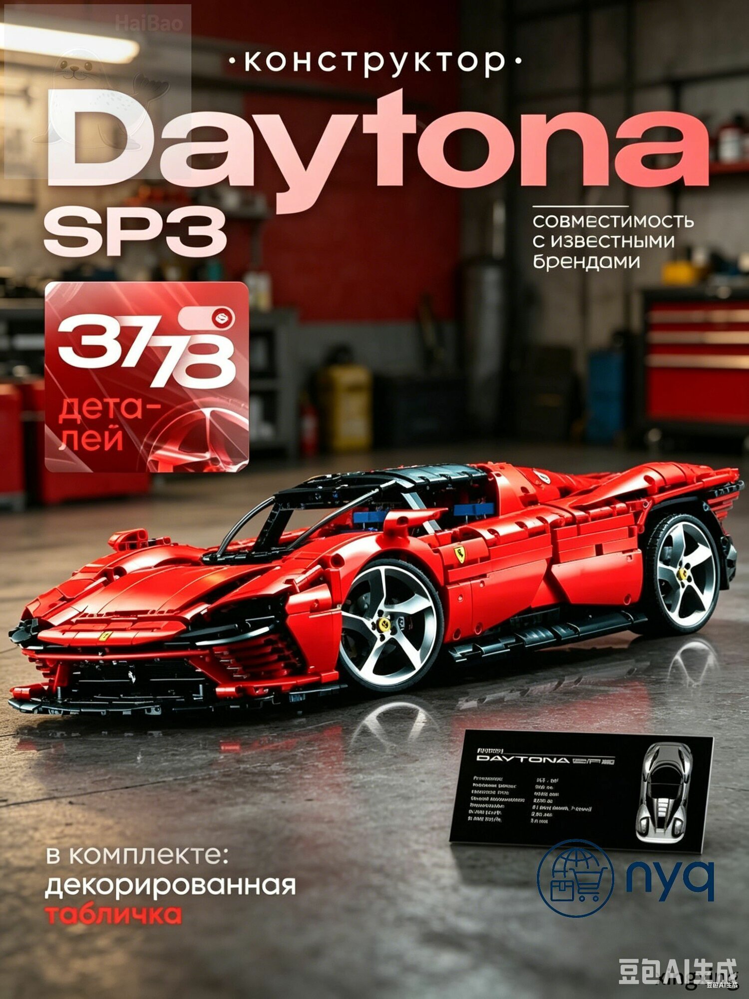 Конструктор Техник "Ferrari Daytona SP3" 3780 деталей (спортивная машина Феррари Дайтона, creator)
