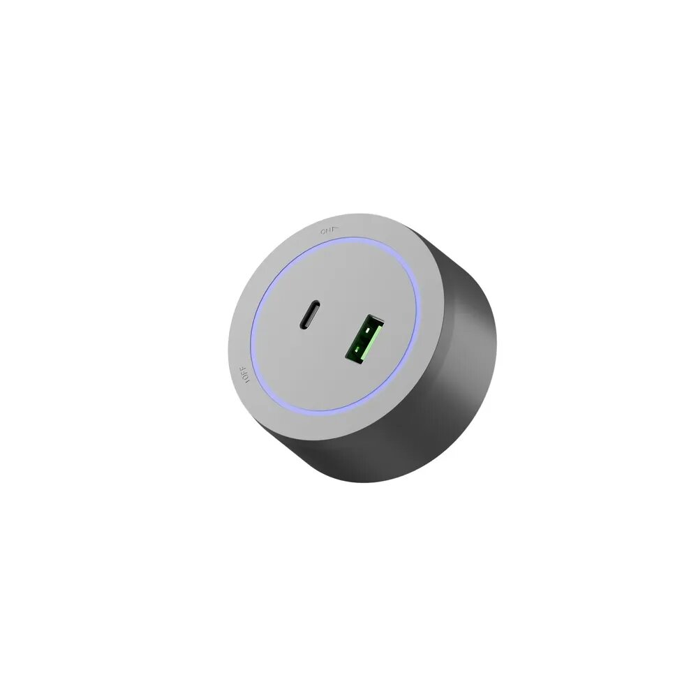 Трековые розетки с USB квадратная, (Type A и Type C) модуль , серый .(Трек не включен)
