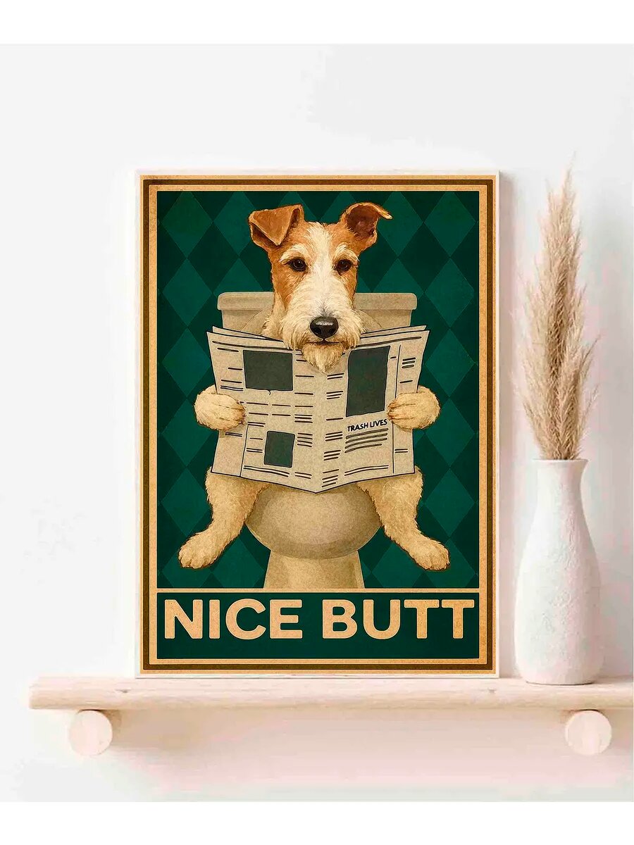 Фокстерьер жесткошерстная собака, Nice Butt, Плакат 30x42см