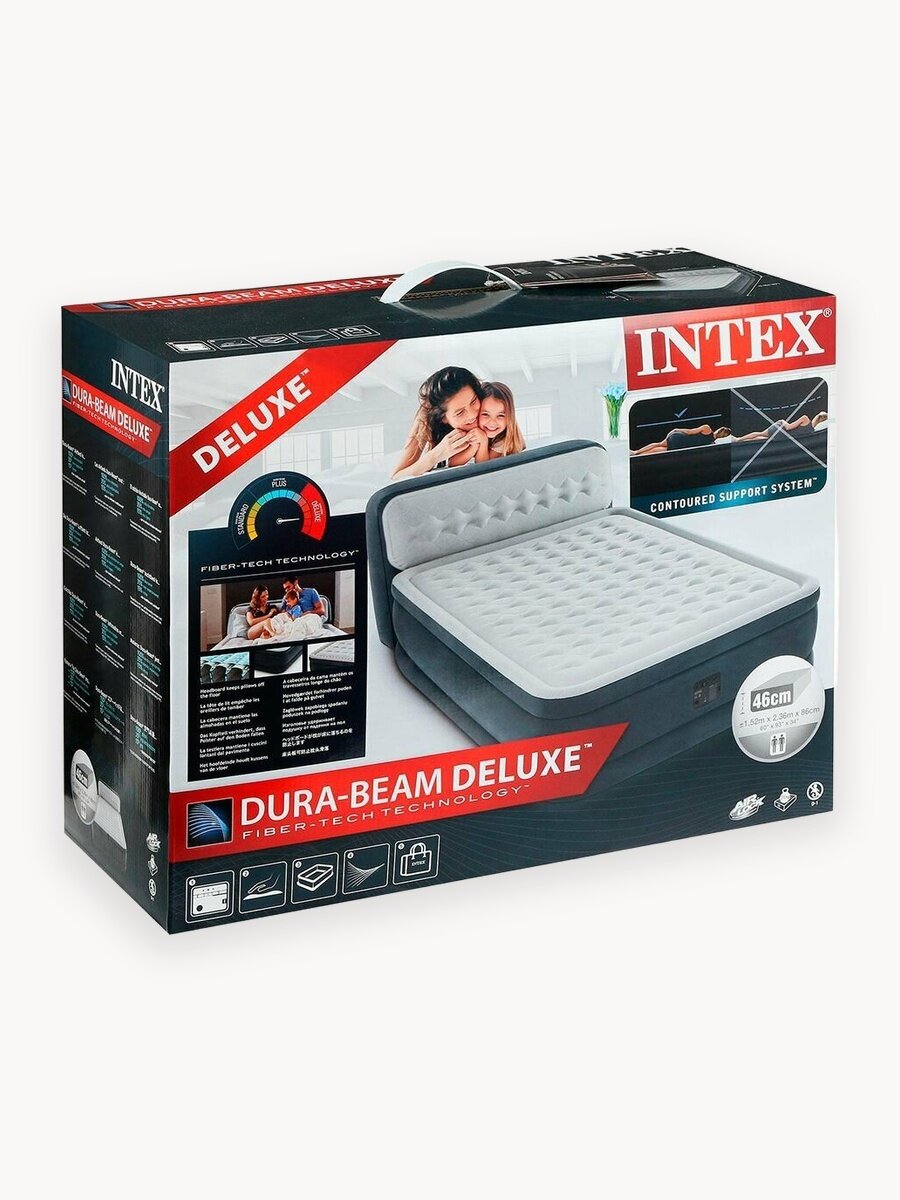 Надувная кровать 152х236х86см Ultra Plush Headboard Intex 64448