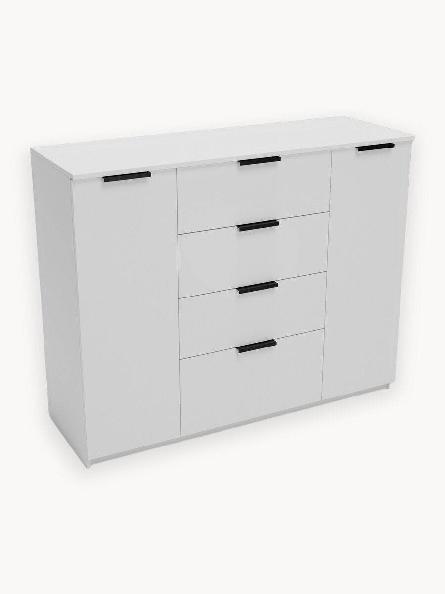 Тумба-комод NORD Мебель "Норд", ЛДСП, 4 ящика, белый шагрень