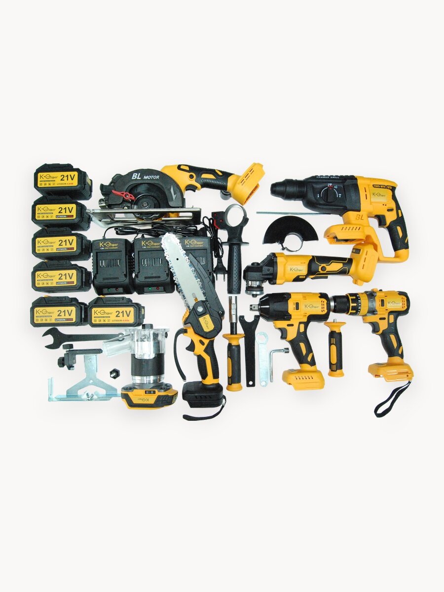 Аккумуляторный набор 7 в 1, 21V с шестью АКБ, бесщеточный