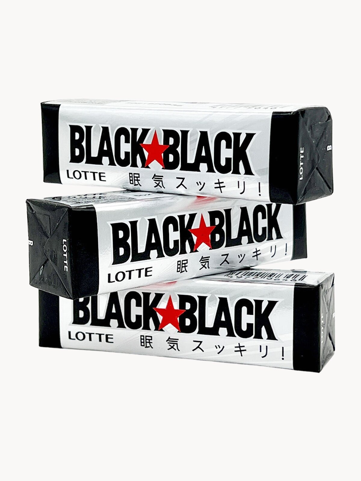 LOTTE Жевательная резинка с кофеином 3 пачки Black Black Chewing Gum, 3x32 г
