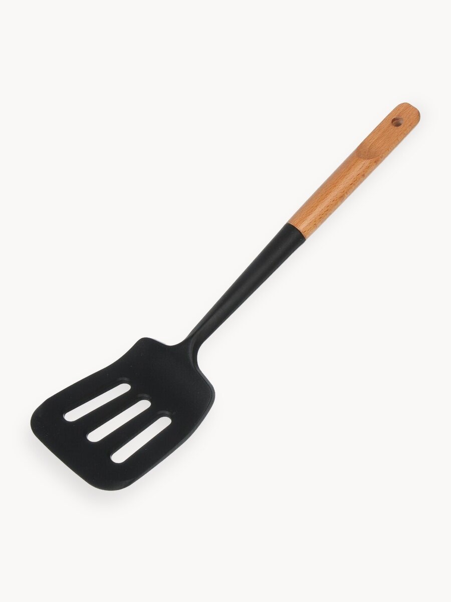 Лопатка для кухни, бамбук, силикон, навеска, Daniks, Black, WFCFA-0038-5