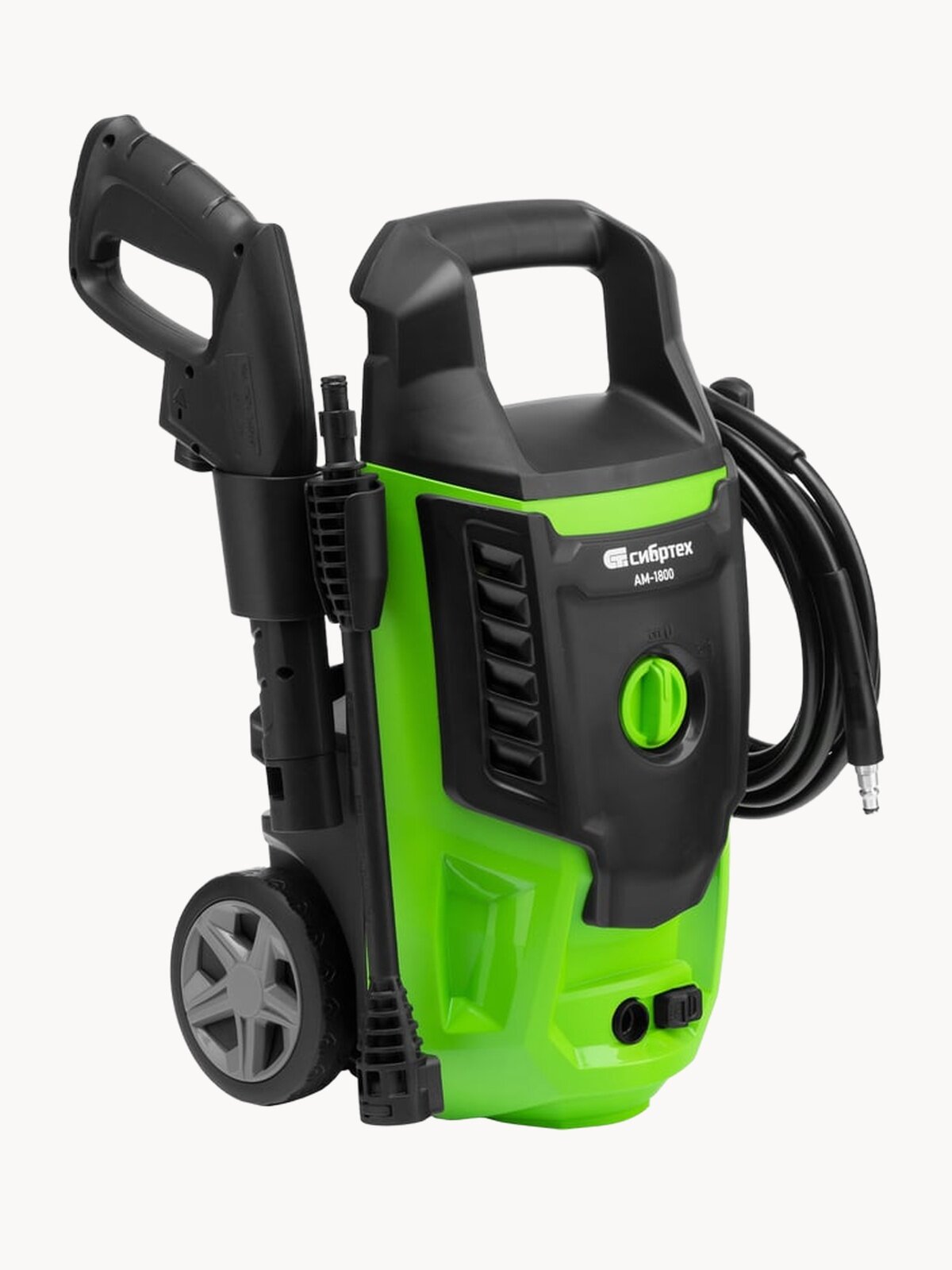 Моечная машина высокого давления Сибртех АМ-1800, 1800 Вт, 140 бар, 350 л/ч, колесная, 58226