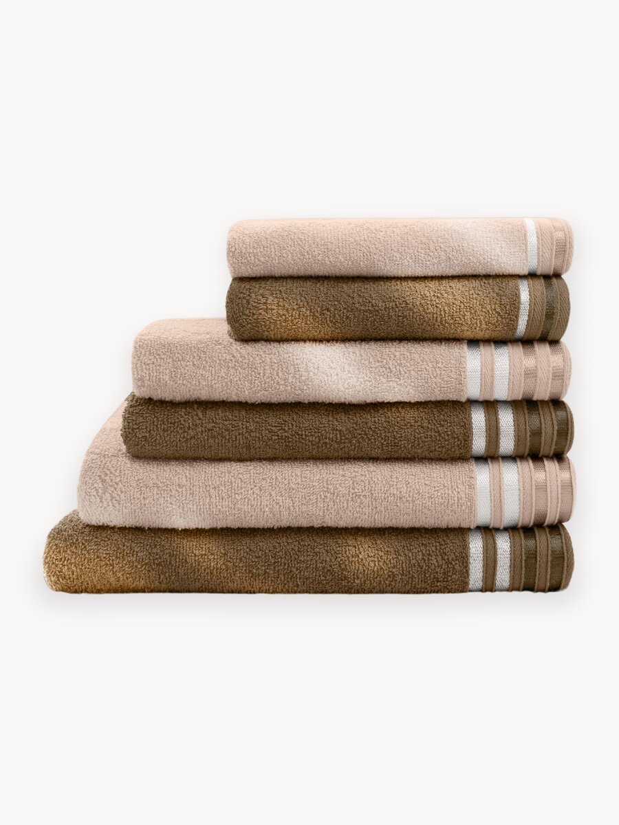 Набор махровых полотенец Василиса Селена 30х60, 50х80, 70х130, 6шт, Коричневый, Тауп
