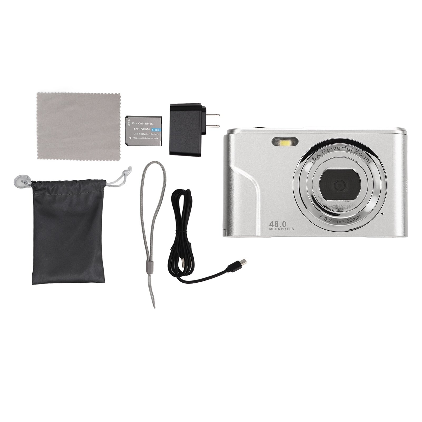 Цифровая камера 48MP 16x Zoom 1080p HD 2,4 дюйма IPS дисплей Mini Compact Pocket Camera