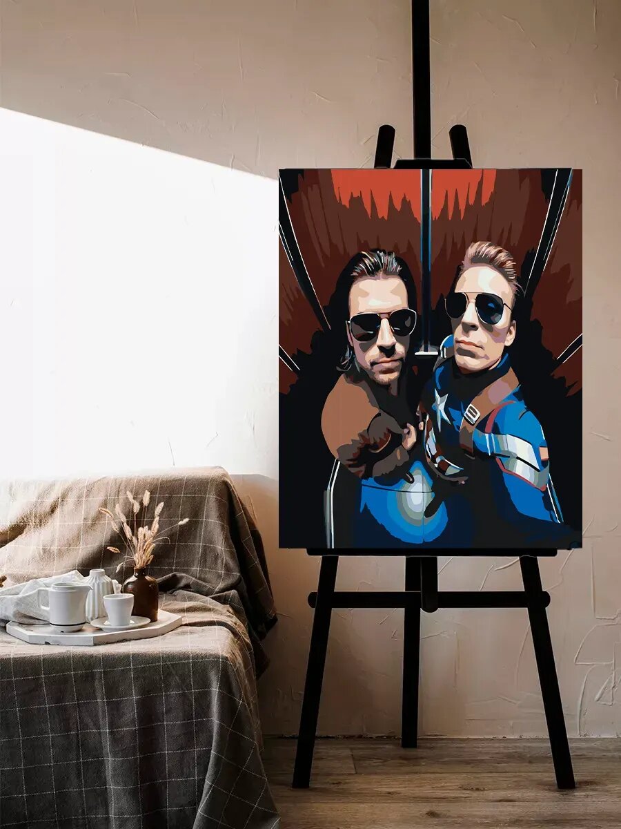 Картина по номерам Сэм Винчестер и Капитан Америка