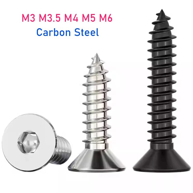 M3 - M6 Черный/никелированный саморез с шестигранной головкой и шестигранной головкой Саморез по дереву с шестигранной головкой