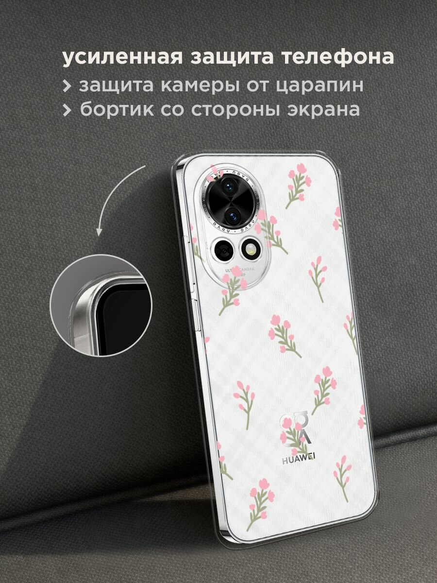 Чехол на Huawei Nova 12/Nova13 / Хуавей Нова 12/Нова 13 с принтом "Цветущие веточки", прозрачный — фото 1