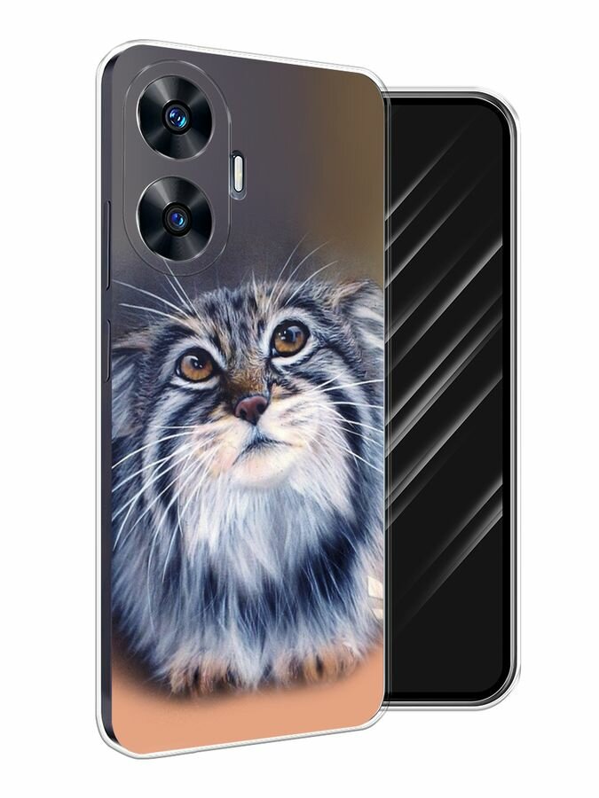 Силиконовый чехол на Realme C55 / Реалми C55 с принтом "Кот манул 2"