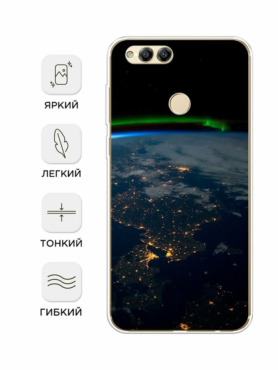 Силиконовый чехол на Honor 7X / Хонор 7Х с принтом "Земля из космоса" — фото 1