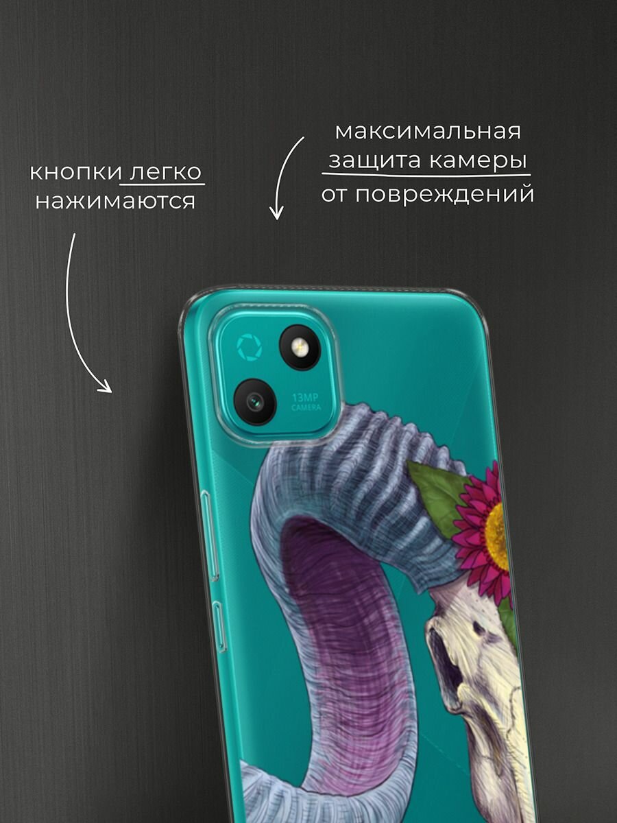 Чехол на Wiko T10 / Вико Т10 с принтом "Мифический череп", прозрачный — фото 1