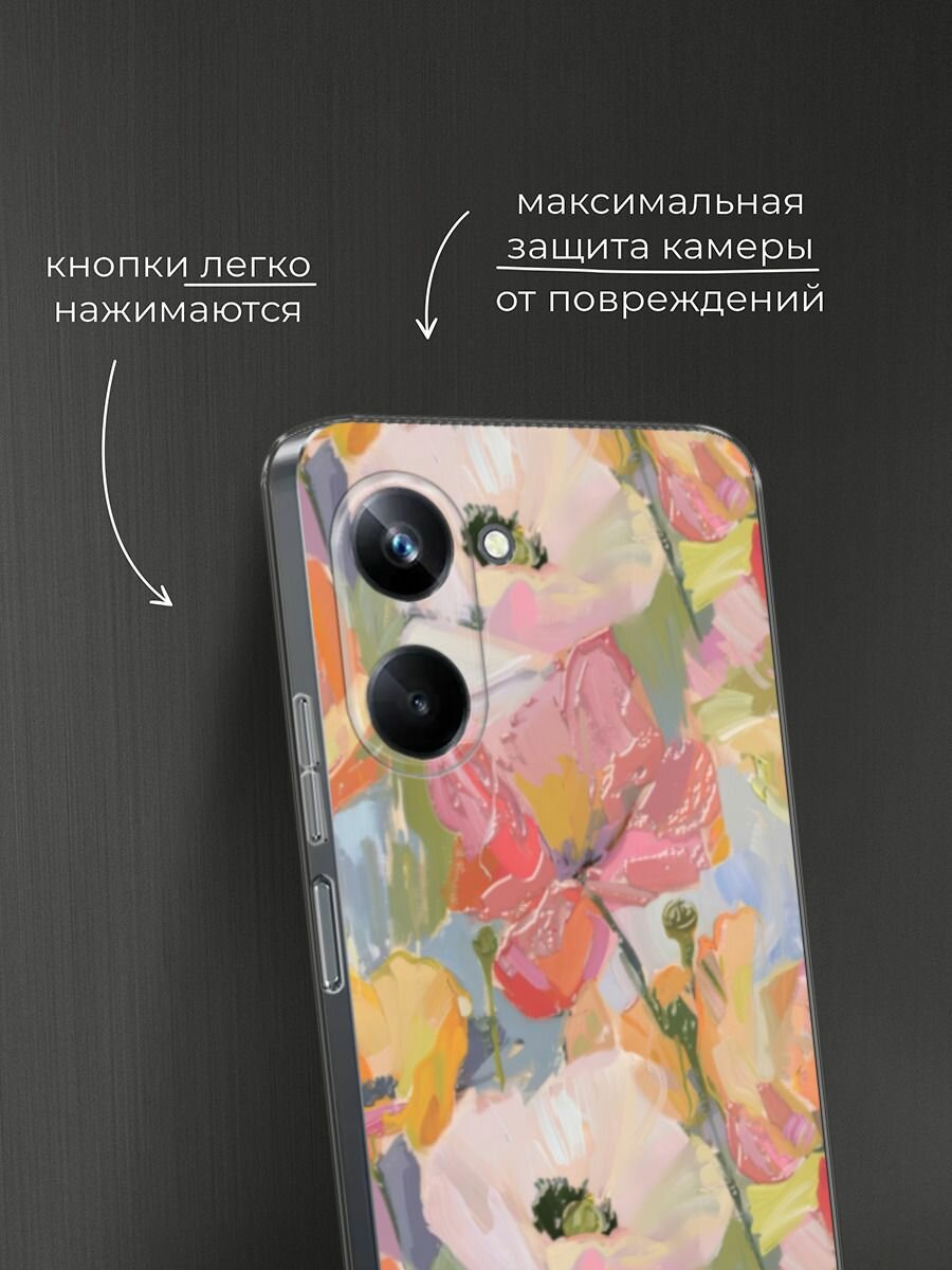 Чехол на Realme 10 Pro / Реалми 10 Про с принтом "Акварельные анемоны" — фото 1