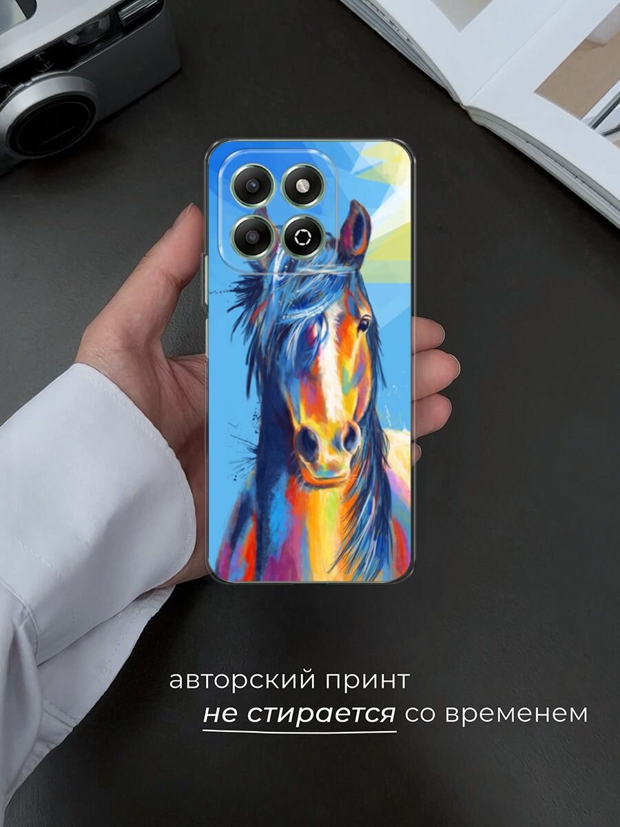 Силиконовый чехол на Honor X6b / Хонор X6b с принтом "Лошадь арт 3" — фото 1