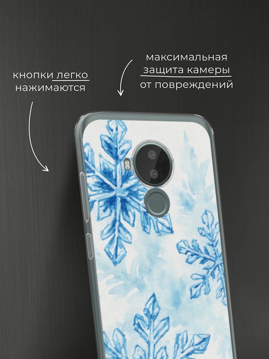Чехол на Nokia C30 / Нокия C30 с принтом "Акварельные снежинки" — фото 1
