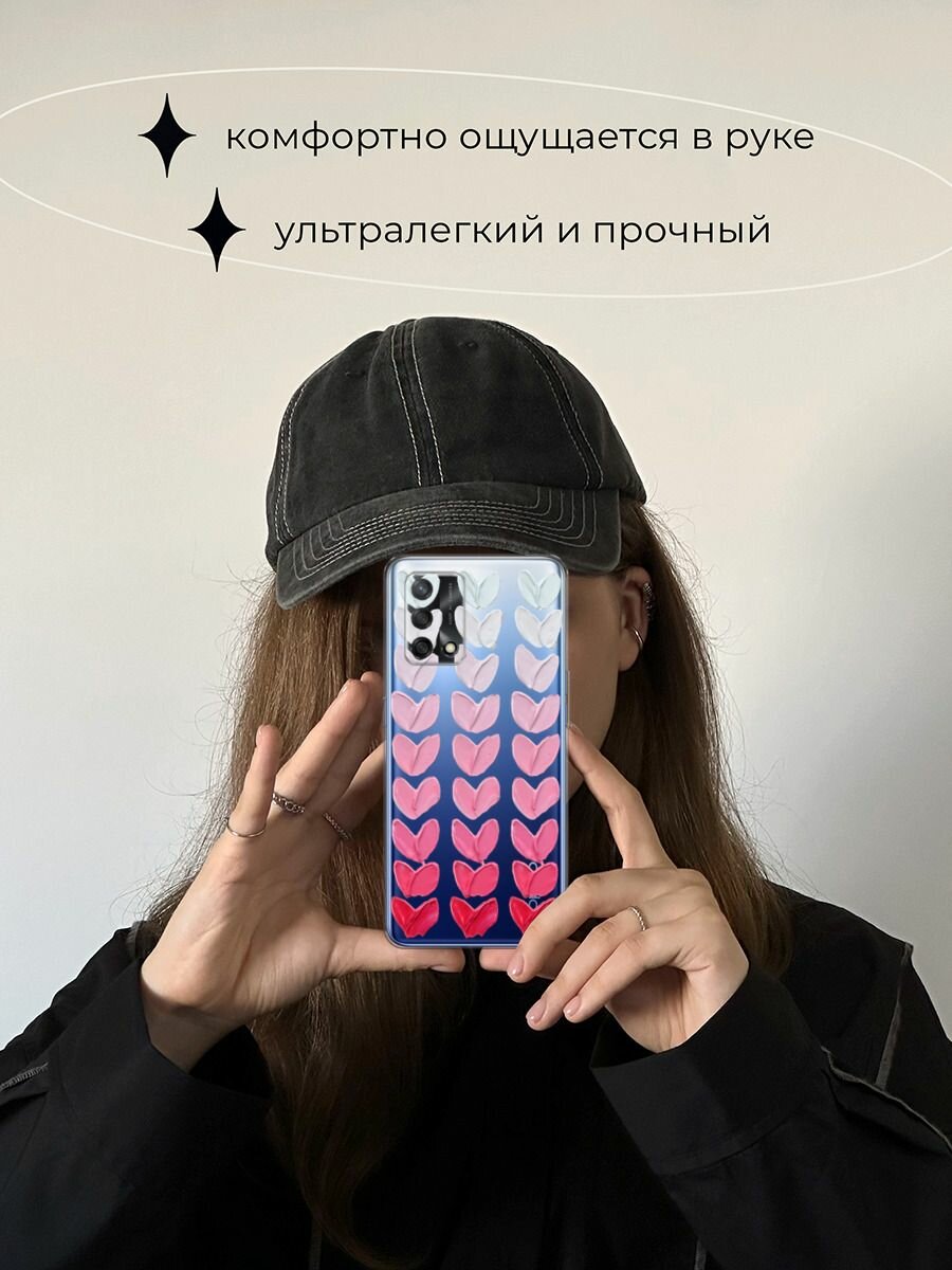 Чехол на Oppo A74 / Оппо A74 с принтом "Градиент из сердечек" — фото 1