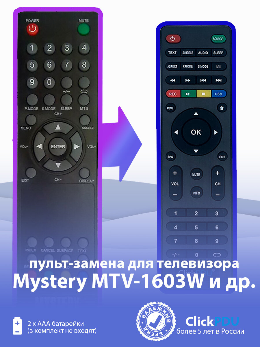Пульт для телевизора Mystery MTV-1603W