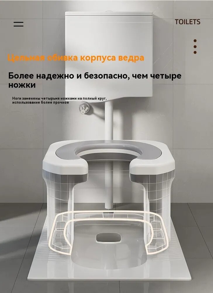 Биотуалет для дачи, переносной, пластиковый, без кабины, ручной смыв, цельная оббивка корпуса ведра