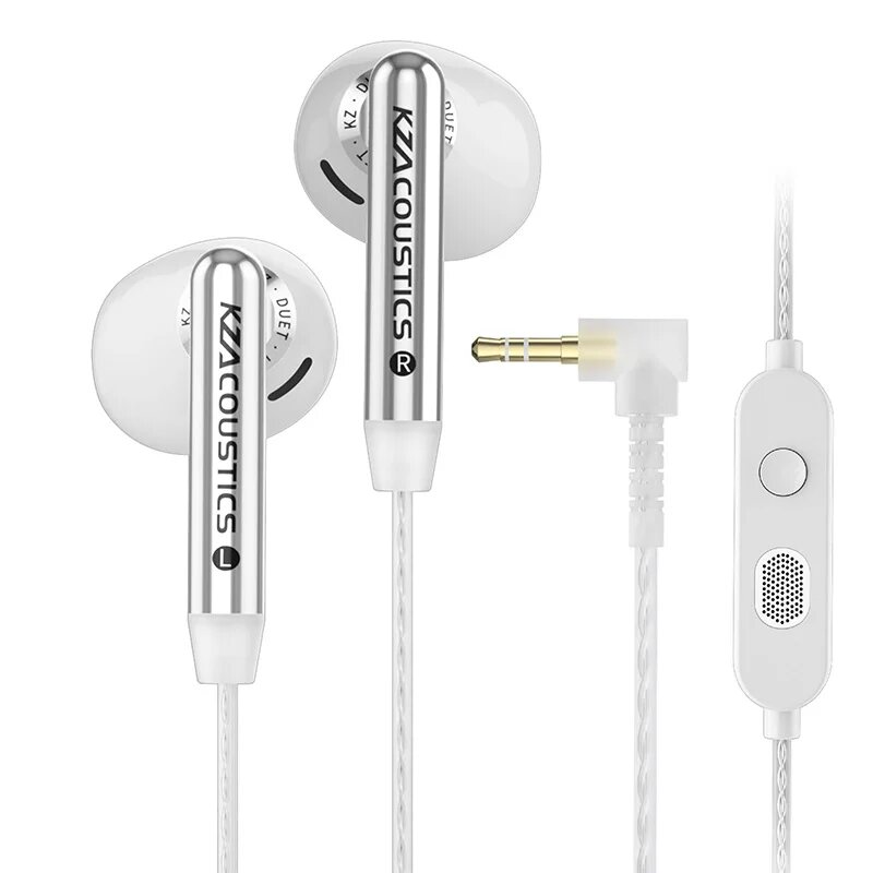 KZ Duet White 3.5MIC Белые наушники