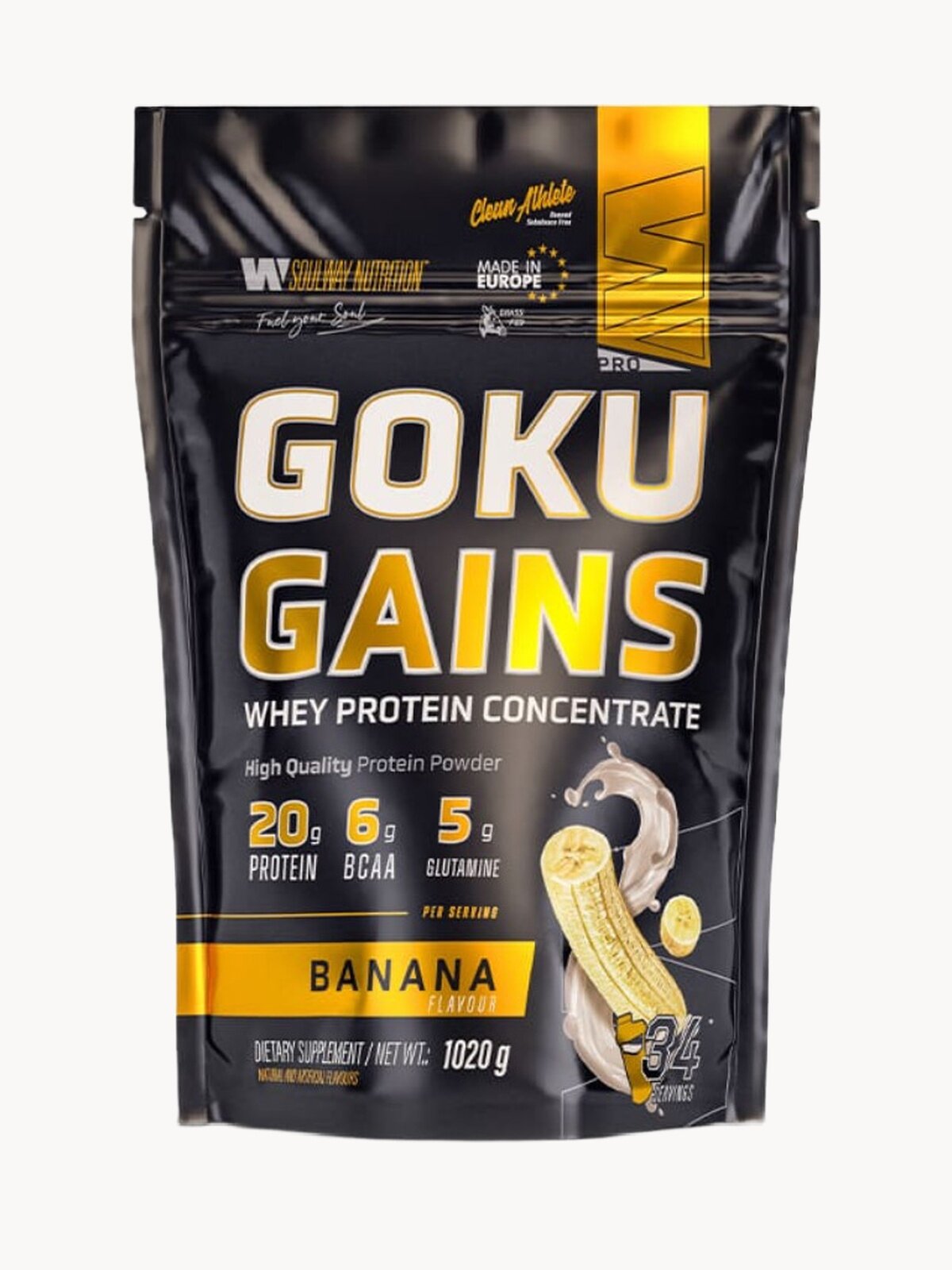 Протеин сывороточный Soul Way / Goku Gains / со вкусом банан / 1020 гр 34 порций