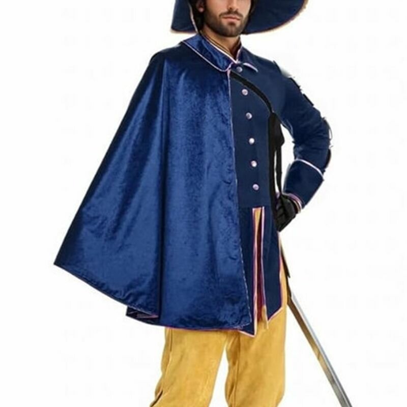 Плащ на Хэллоуин, Рыцарский плащ, Однослойная одежда для двоих-Королевский синий-100 см