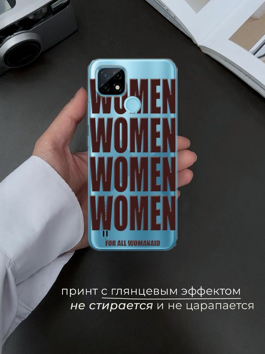 Силиконовый чехол на Realme C21 / Реалми С21 с принтом Woman burgundy — фото 1