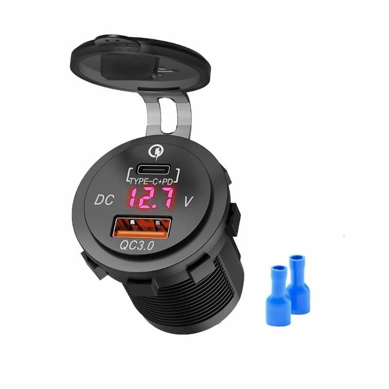 Умный монитор напряжения для автомобильного зарядного устройства, Красный экран с двумя