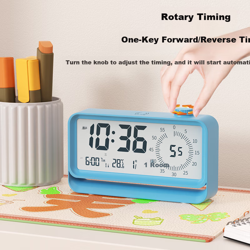 Compas Electronic Student Alarm Clock Visual Timer Night Light Children's Countdown Time Manager 2818 Pink — фото 1