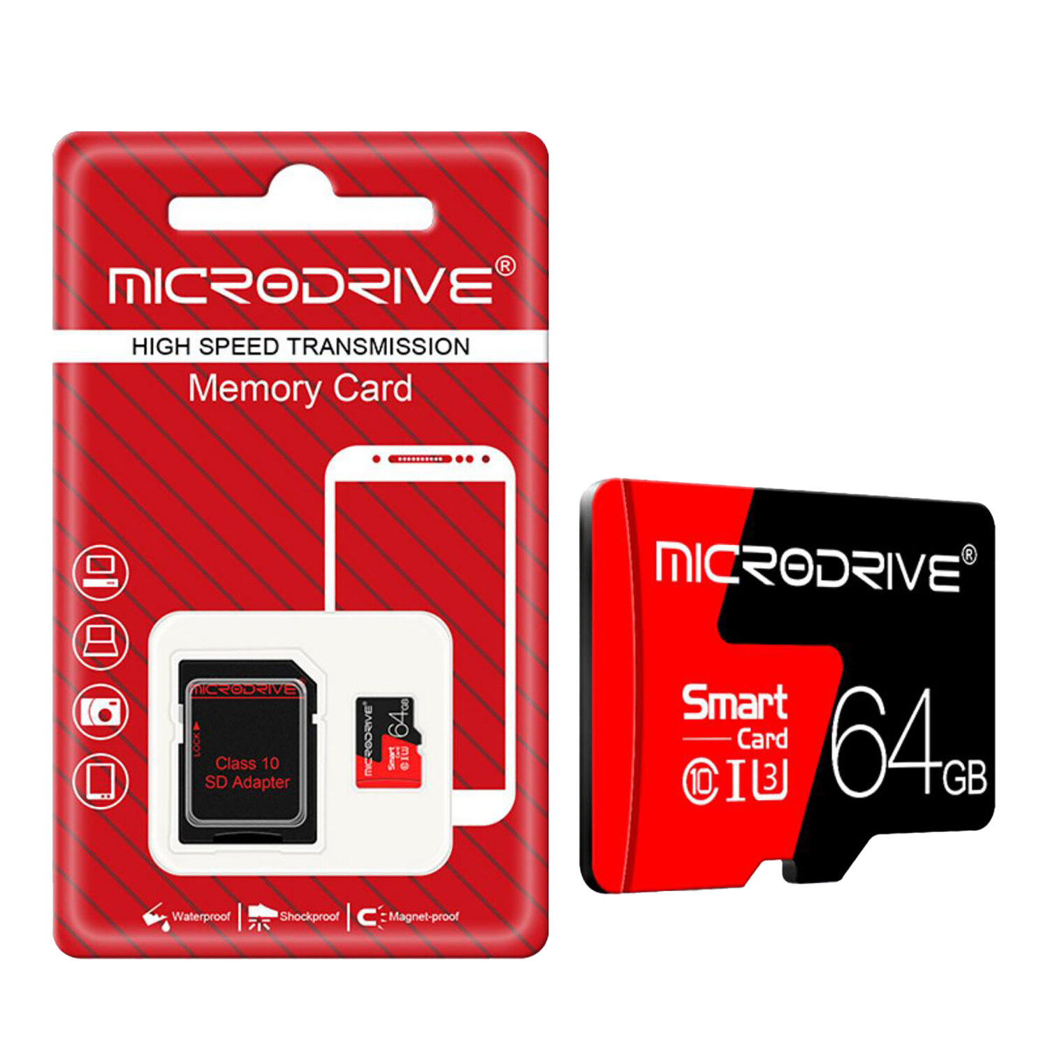 Карта памяти TF (micro SD) 32GB/64GB/128GB/256GB Class 10 со скоростью чтения и записи 20-40 MB/S, адаптером SD, для автомобильных регистраторов, мобильных телефонов, камер, игровых консолей, БПЛА, роботов, охранных устройств, адаптер SD, Plug and Play