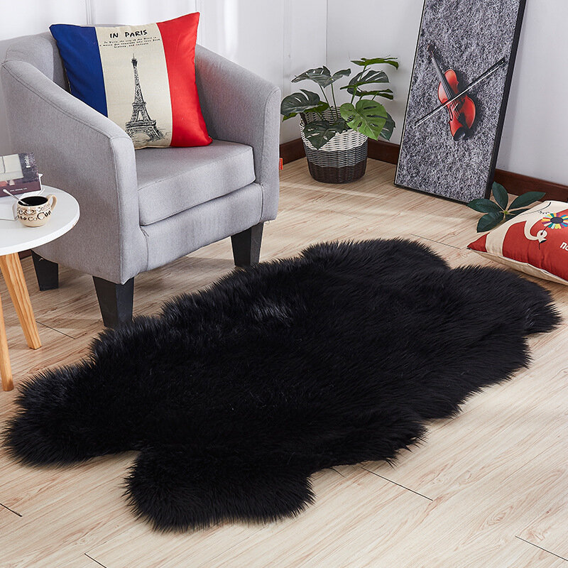 Длинный шерстяной коврик из овчины, напольный коврик из искусственной овчины, прикроватный диван, дверной коврик для спальни