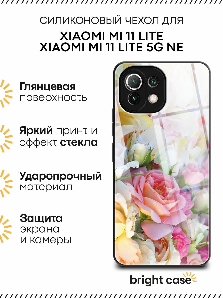 Чехол на Xiaomi Mi 11 Lite/Mi 11 Lite 5G NE / Сяоми Ми 11 лайт/Ми 11 Лайт 5G NE с принтом "Утренние розы"