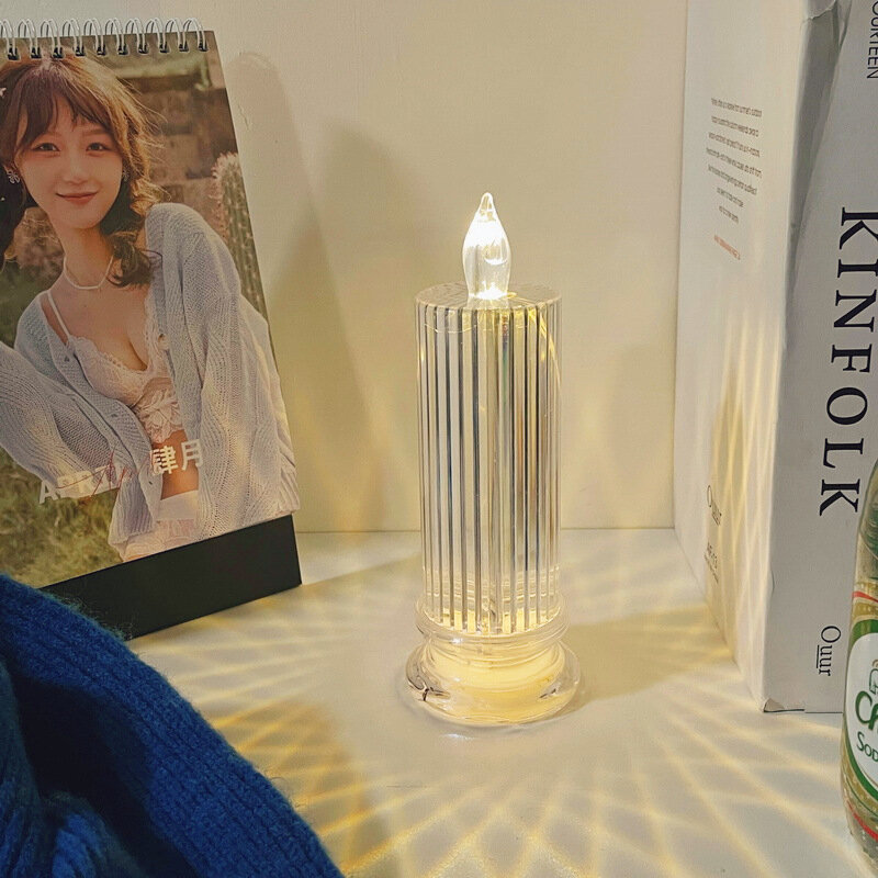 Светодиодная лампа-свеча, ночник для спальни, атмосферный светильник, подарочное украшение для рабочего стола