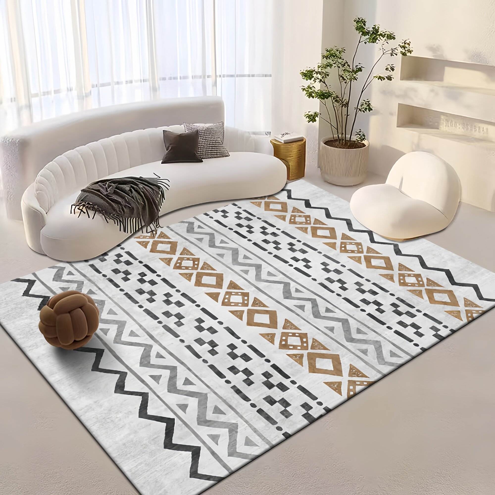 Совершенно новый, современный и минималистичный ковер из искусственного кашемира в скандинавском стиле. 80 см x 120 см